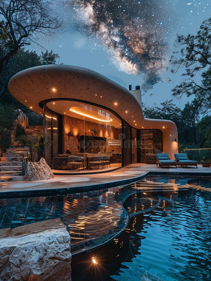 Modern Observatory Home with a Retractable Roof for Stargazing. Stock ...