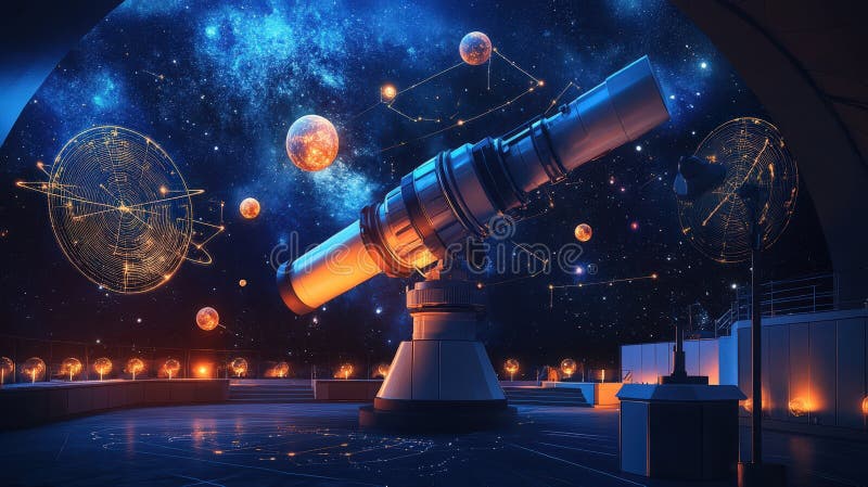 Modern Observatory Telescope Under Starry Night Sky Stock Photos - Free ...