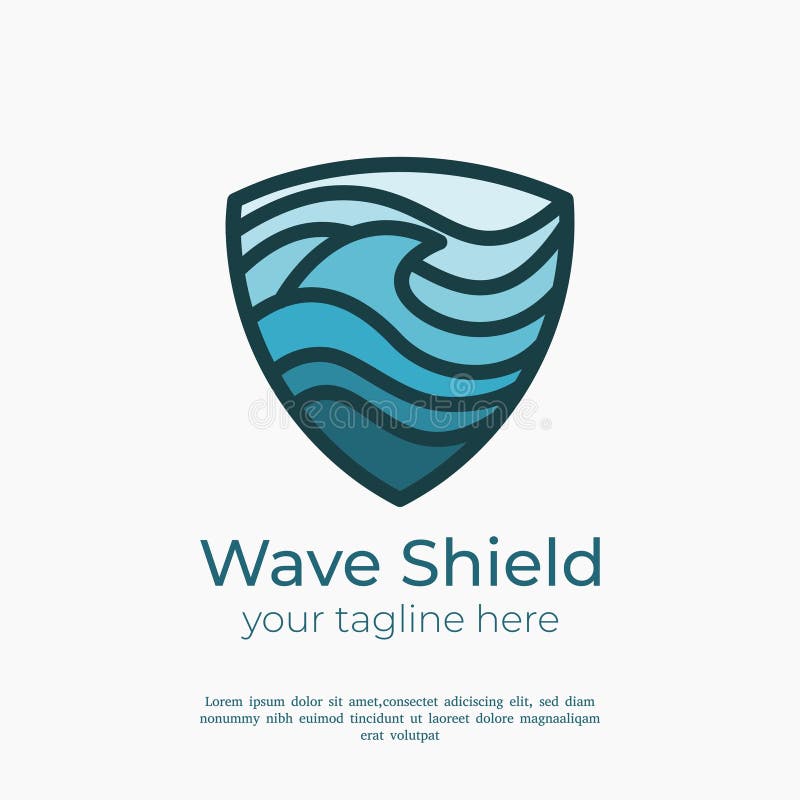 Modern Ocean Wave Shield Logo Illustration Design Stock Illustration ...