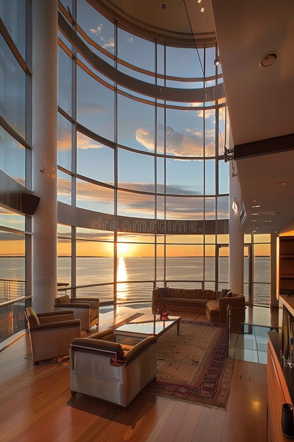 Modern Oceanfront Living Room with Stunning Floor-to-ceiling Windows at ...