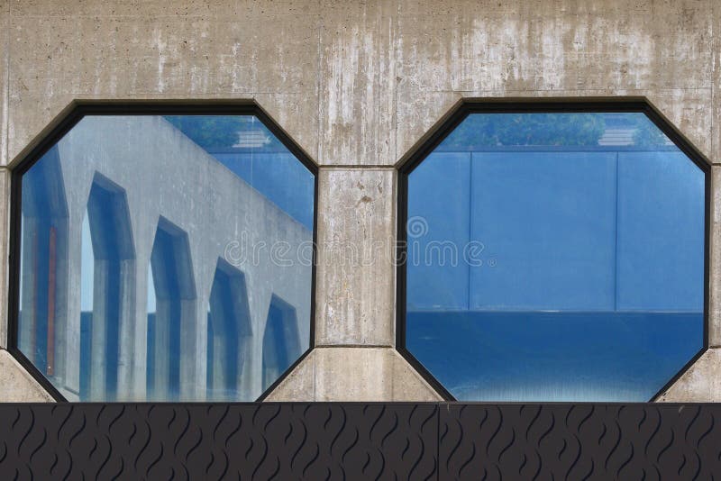 Modern octagonal windows stock image. Image of blue, reinforced - 57413451