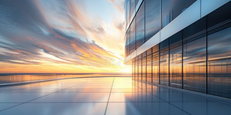 Modern Office Architectural Building with Glass Window with Sun Light ...