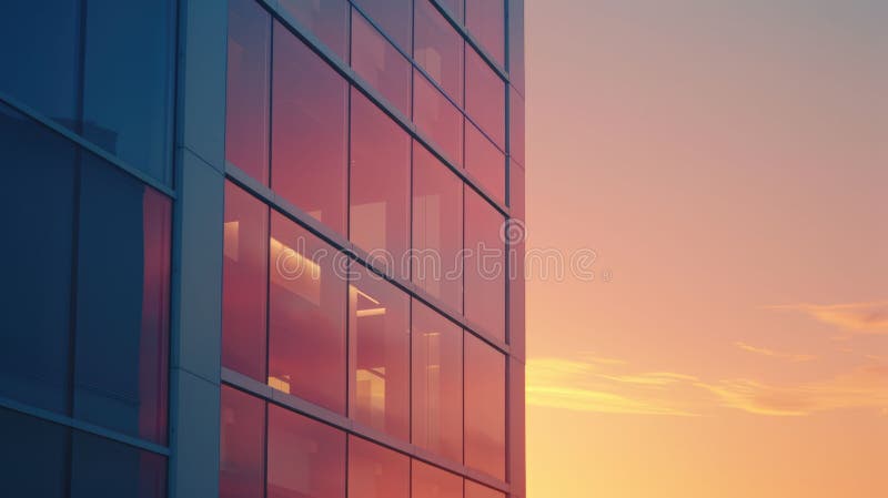 Modern Office Architectural Building With Glass Window With Sun Light Aig42 Stock Image