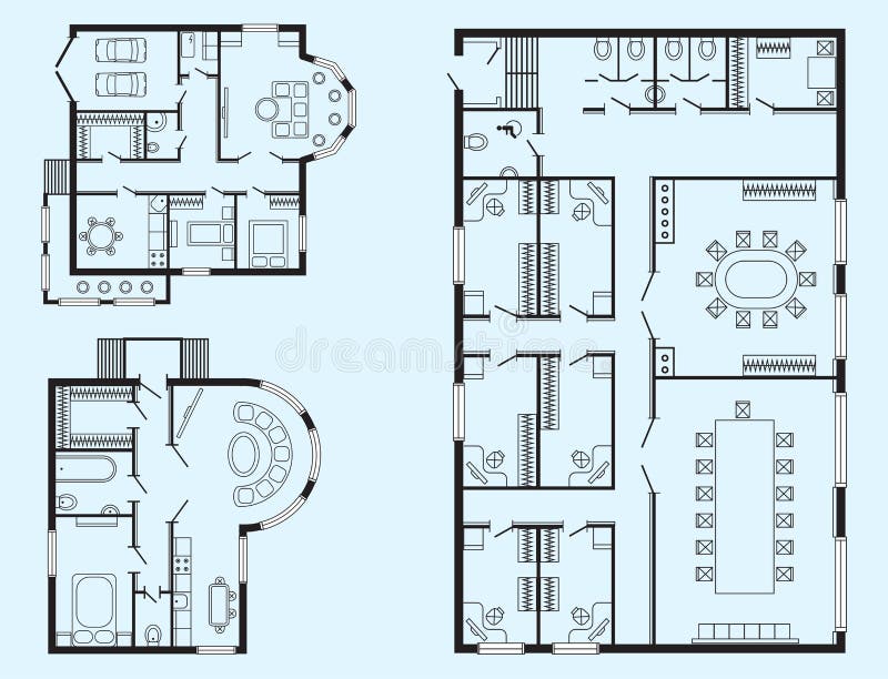 Modern Office Architectural Plan Interior Furniture and Construction ...