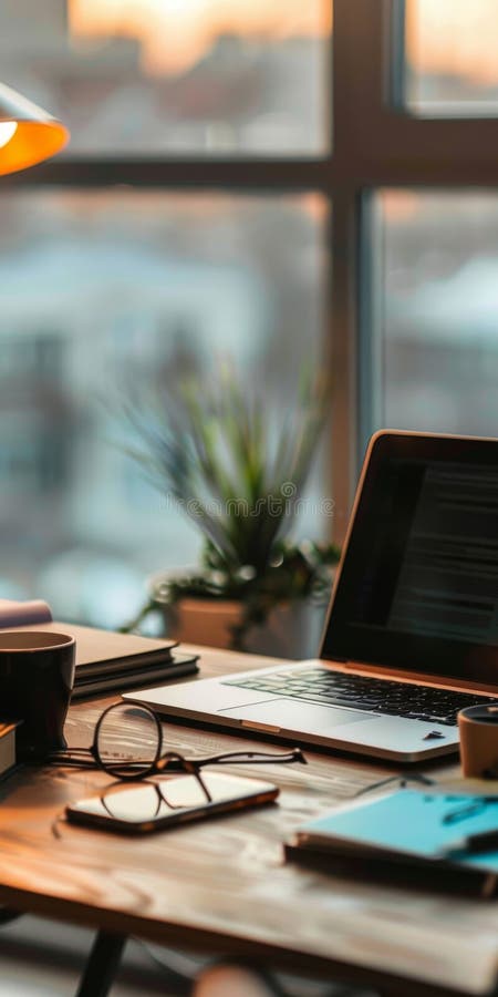 Modern Office Background with Business Essentials. Stock Illustration ...