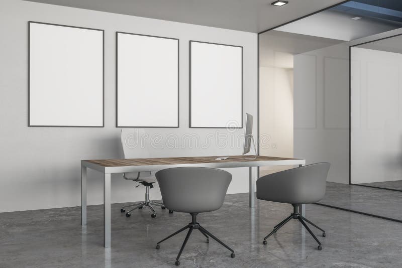 Modern Office with Billboard Stock Illustration - Illustration of ...