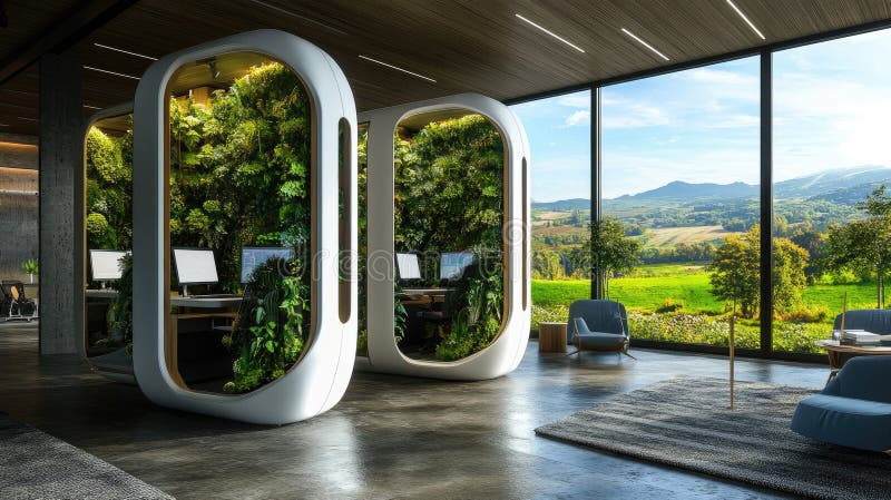 Modern Office Interior with Biophilic Design, Green Walls, and ...