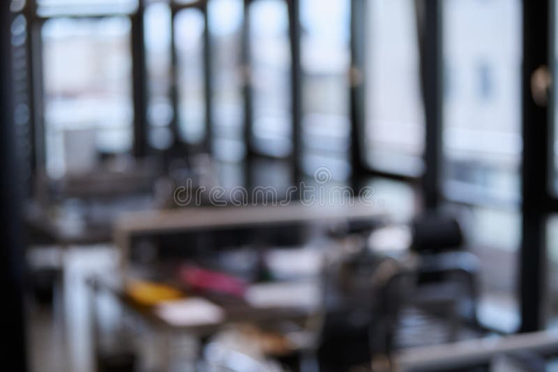 Modern Office Blurred Background. Large Corporation Workplaces in Open ...