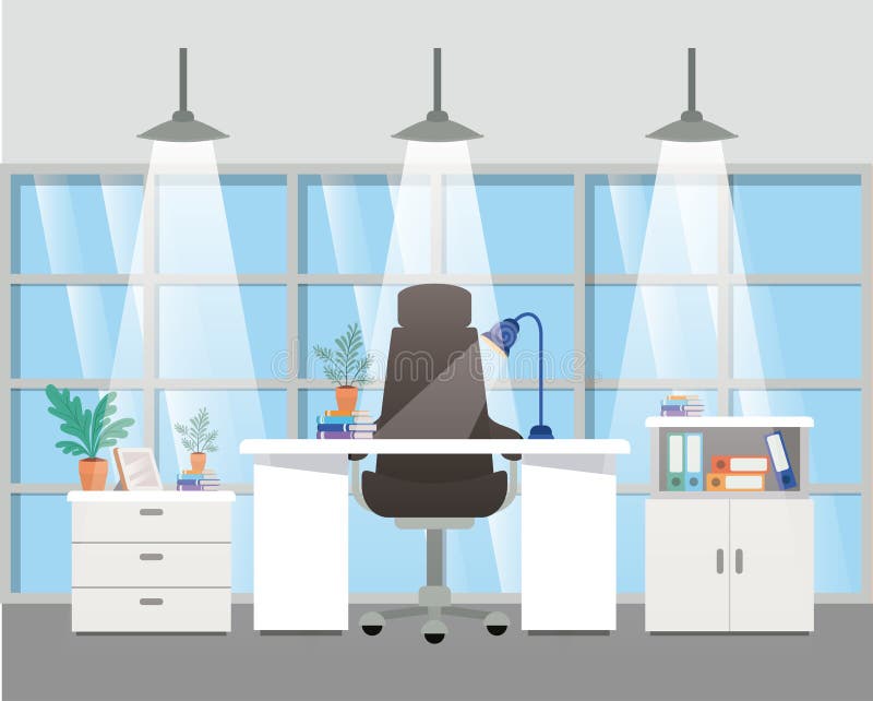 Modern office boss scene stock vector. Illustration of bookscase ...