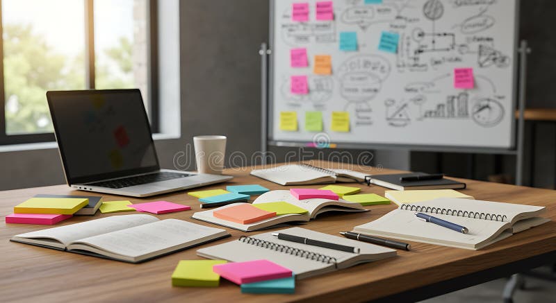 Modern Office Brainstorming Setup Stock Illustration - Illustration of ...