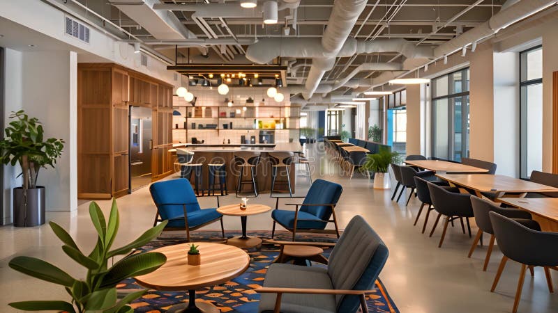 Modern Office Break Room Interior with Comfortable Seating and ...