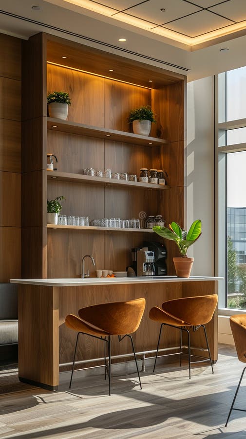 Modern Office Breakroom Designed with Sustainability in Mind, Featuring ...