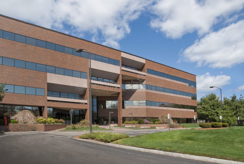 Office Building in Suburban Area Stock Image - Image of flowers, office ...