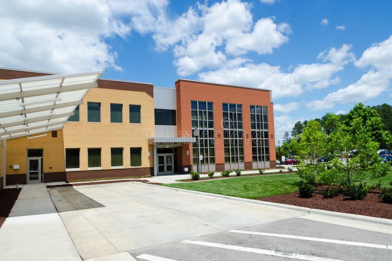 Generic High School Entrance Building Exterior Stock Image - Image of ...