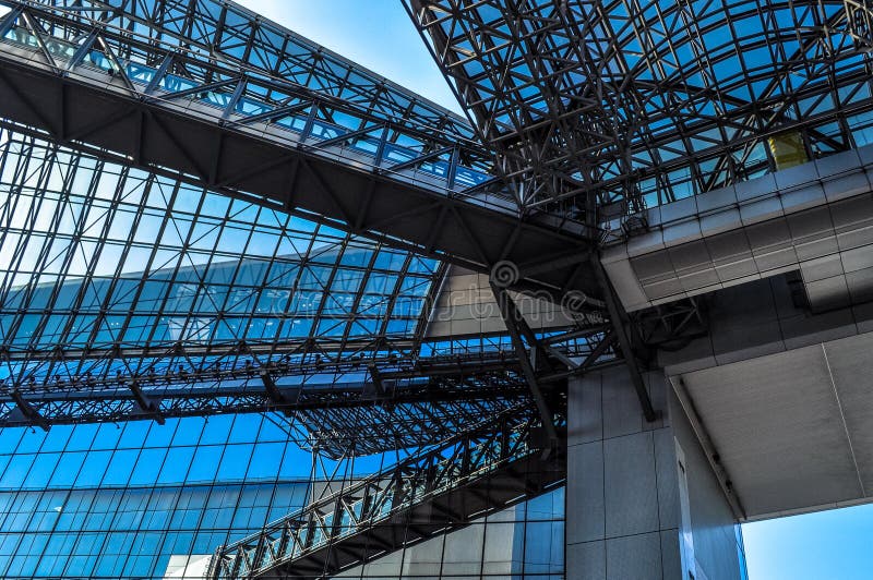 Modern Office Building with an Access Bridge Stock Photo - Image of ...