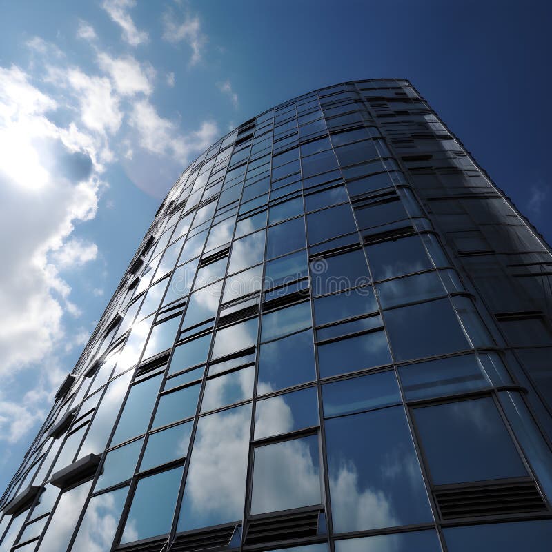 Modern Office Building on a Background of Blue Sky with White Clouds ...
