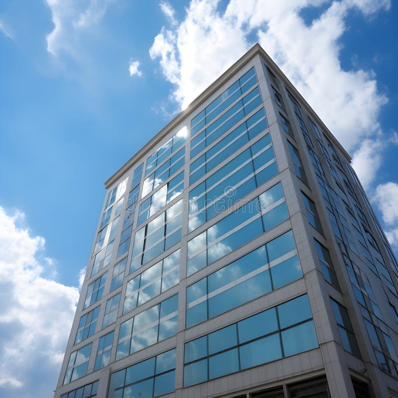 Modern Office Building on a Background of Blue Sky with White Clouds ...