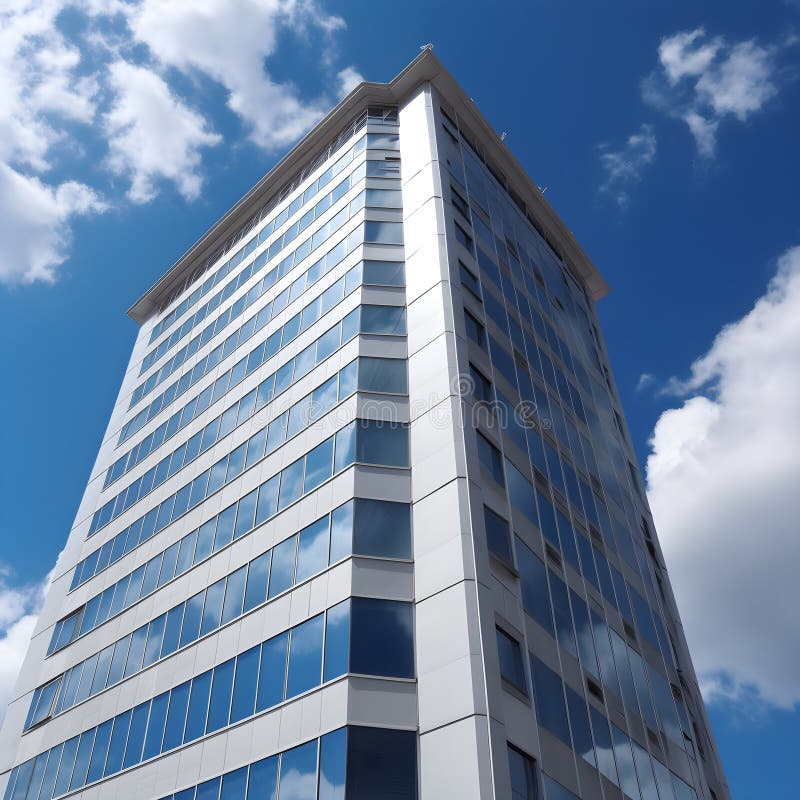 Modern Office Building on a Background of Blue Sky with White Clouds ...