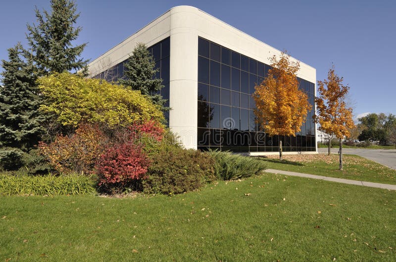Modern Office Building with Beautiful Landscaping Stock Photo - Image ...