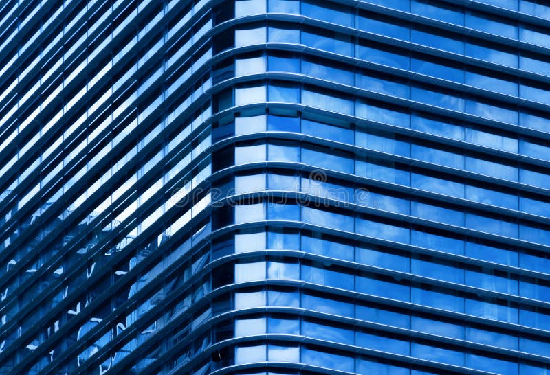 Modern Office Building with Blue Glass Window Stock Photo - Image of ...
