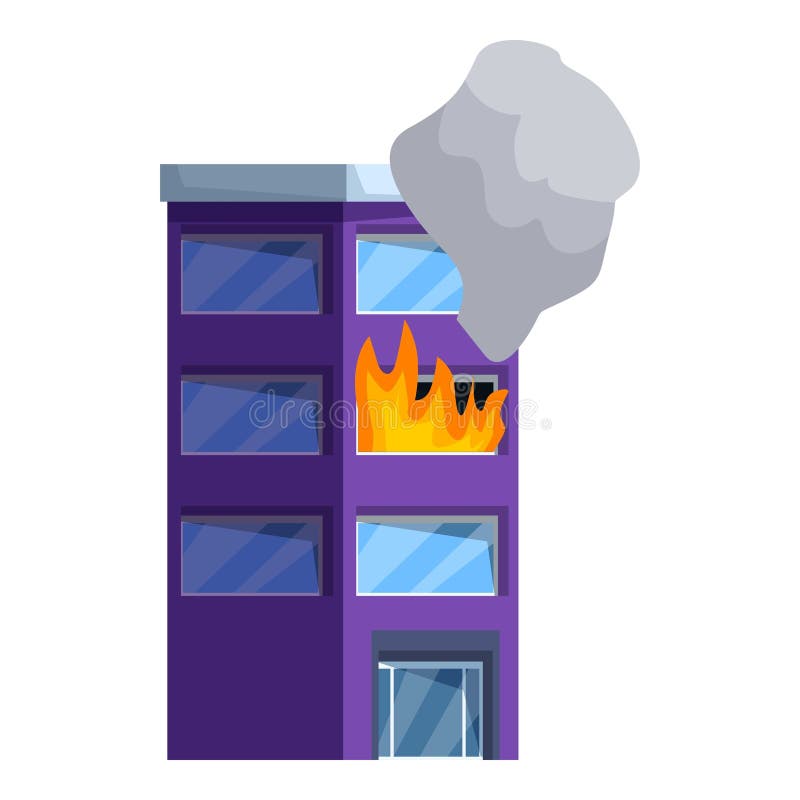 Modern Office Building is Burning with Bright Fire Raging Inside ...