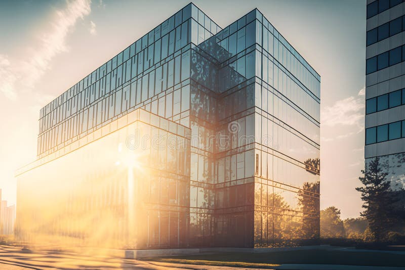 Modern Office Building, Business Center. Neural Network AI Generated ...