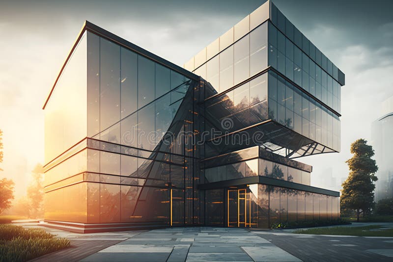 Modern Office Building, Business Center. Neural Network AI Generated ...