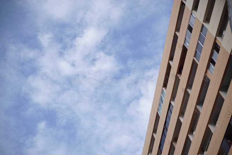 Modern Office Building with Clouds Stock Image - Image of building ...