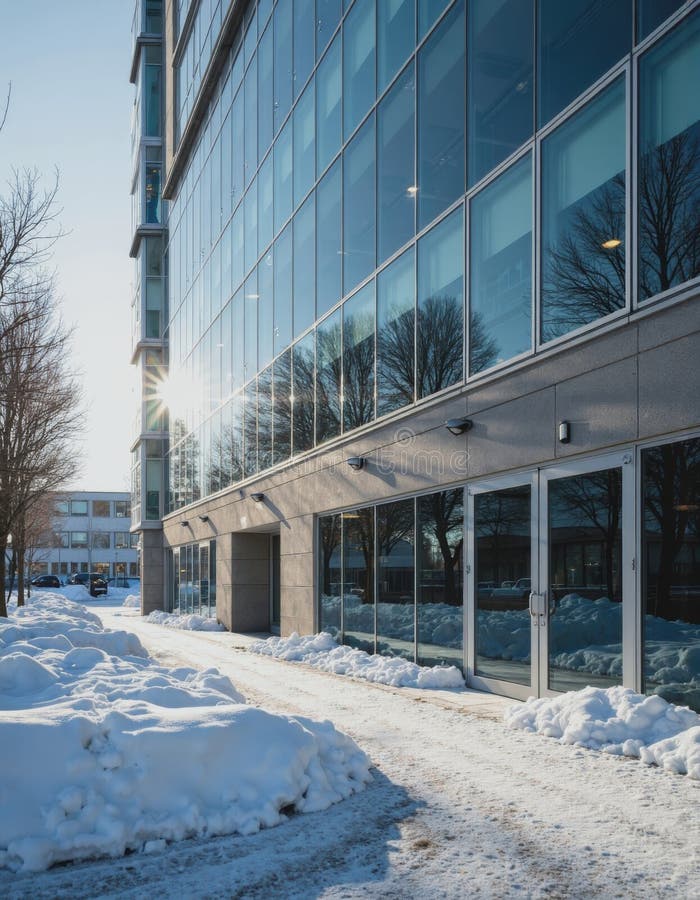 Modern Office Building Complex Illuminated by Winter Daylight Stock Photo - Image of sunlight ...