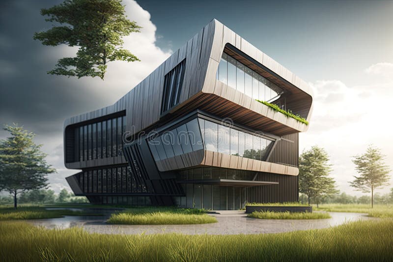 Modern Office Building Constructed of Sustainable Materials and ...