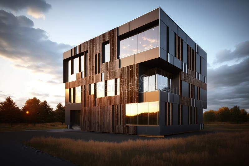 Modern Office Building Constructed of Sustainable Materials and ...