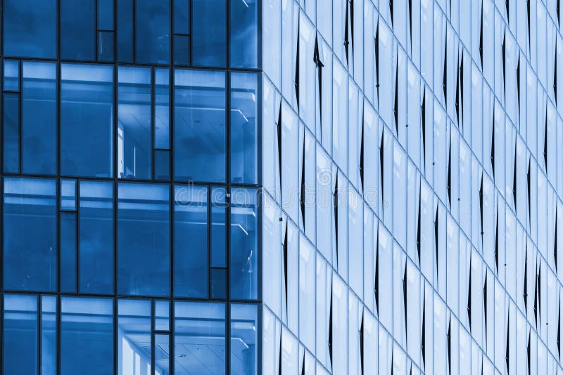 Modern Office Building Corner, Blue Glass and Steel Stock Image - Image ...