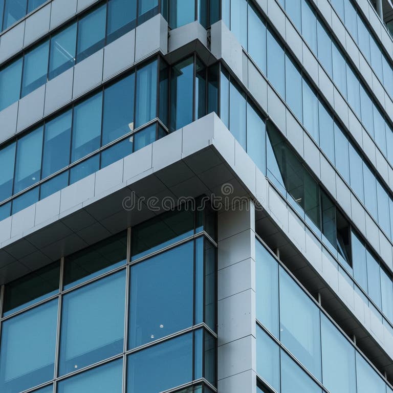 Modern Office Building Corner Featuring a Grid Pattern of Large ...