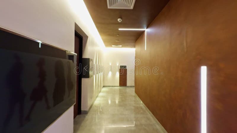 Modern Office or Building Corridor Passage with Ambient Lighting ...