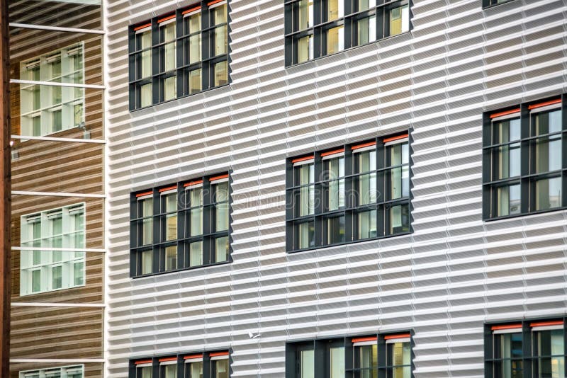 Modern Office Building with Corrugated Pattern Stock Image - Image of ...