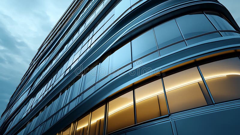 Modern Office Building with Curved Facade and Glass Windows in Daylight ...