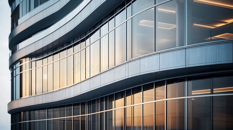 Modern Office Building with Curved Facade and Glass Windows in Daylight ...