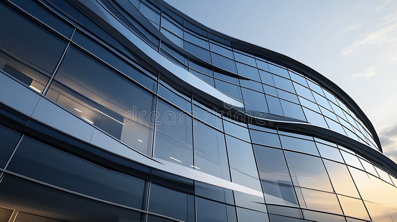 Modern Office Building with Curved Facade and Glass Windows in Daylight ...