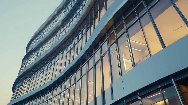 Modern Office Building with Curved Facade and Glass Windows in Daylight ...