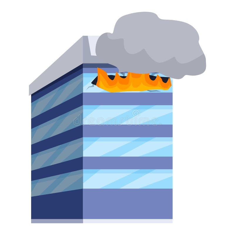 Modern Office Building Damaged by Fire Burning with Bright Flames Stock ...