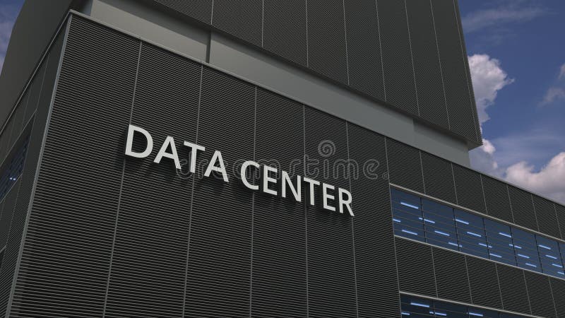 Modern Office Building with DATA CENTER Text. 3d Rendering Stock ...