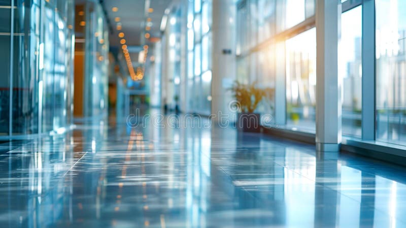 Modern Office Building Interior Polished Floor Bright Sunlight ...