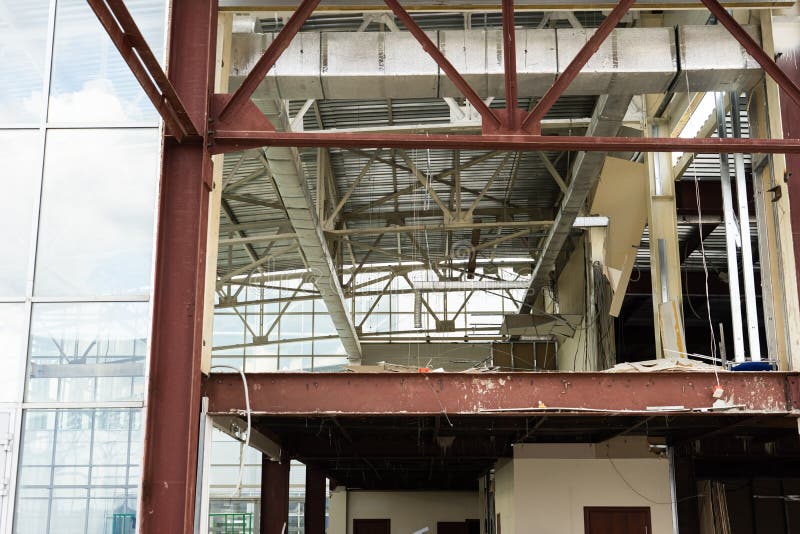 A Modern Office Building Destroyed by a Disaster. Stock Image - Image ...