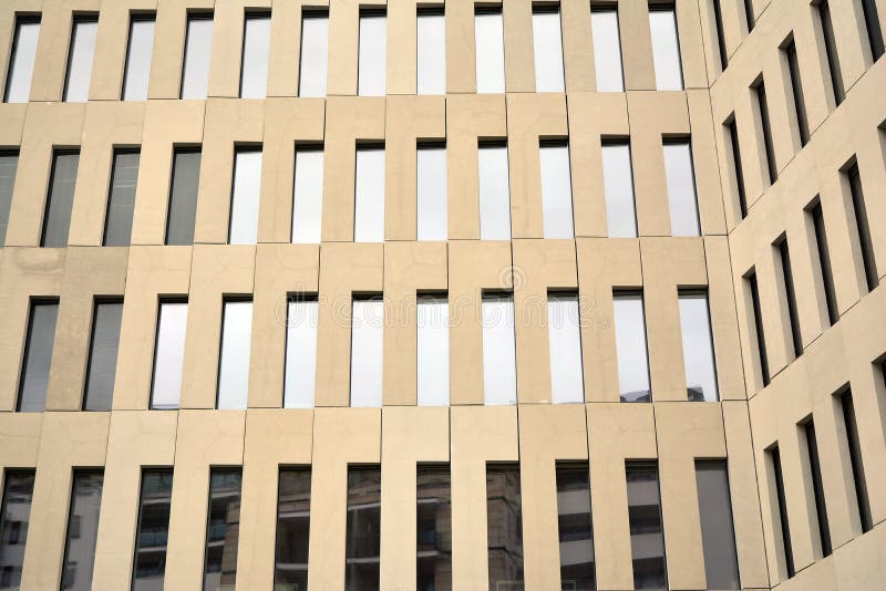 Perspective View of Geometric Angular Concrete Windows on the Facade of ...