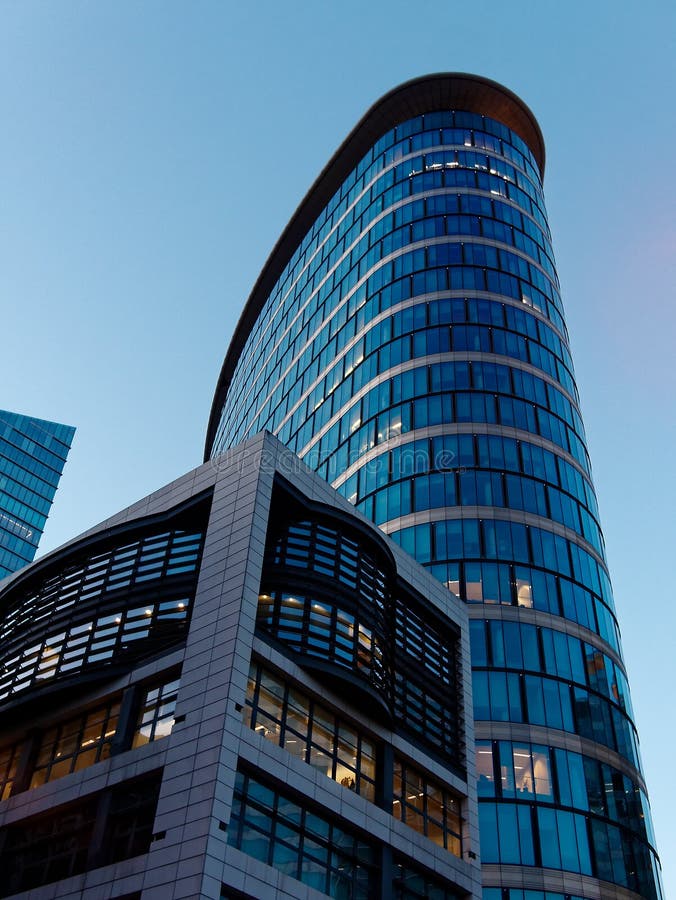 Modern Office Building Dusk Stock Photo - Image of skyscraper, modern ...