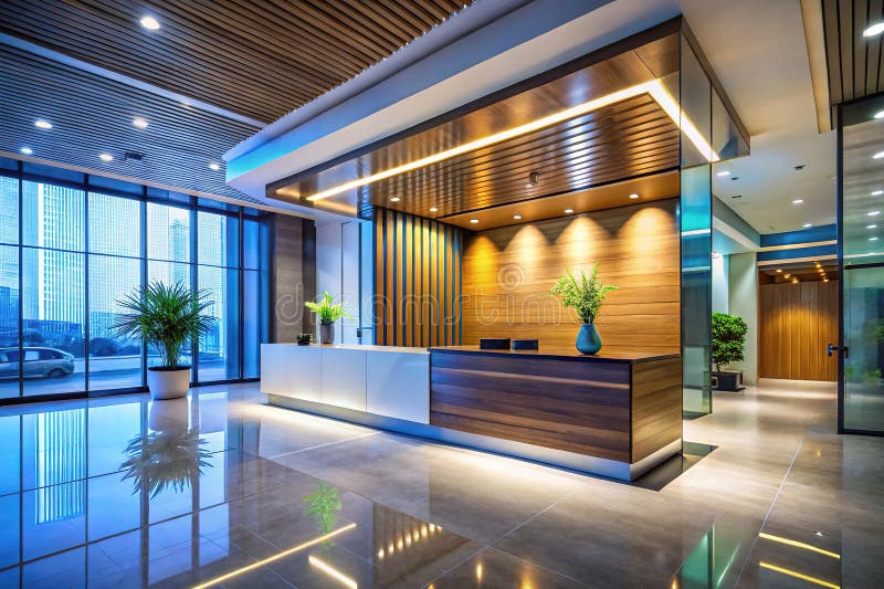 Modern Office Building Entrance a Welcoming Space for Help Desk ...