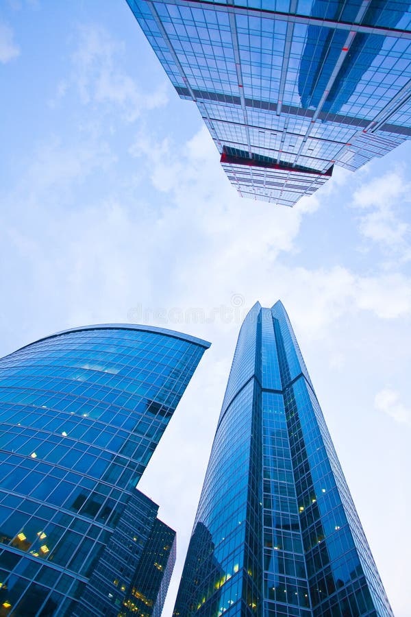 Modern Office Building in Evening Stock Photo - Image of glass, pattern ...