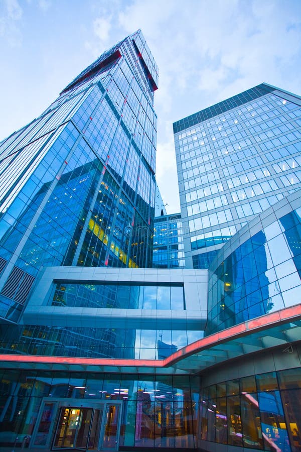 Modern Office Building in Evening Stock Photo - Image of dusk, district ...