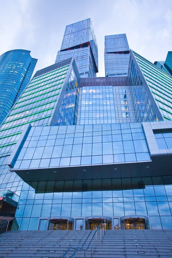 Modern Office Building in Evening Stock Photo - Image of blue, business ...