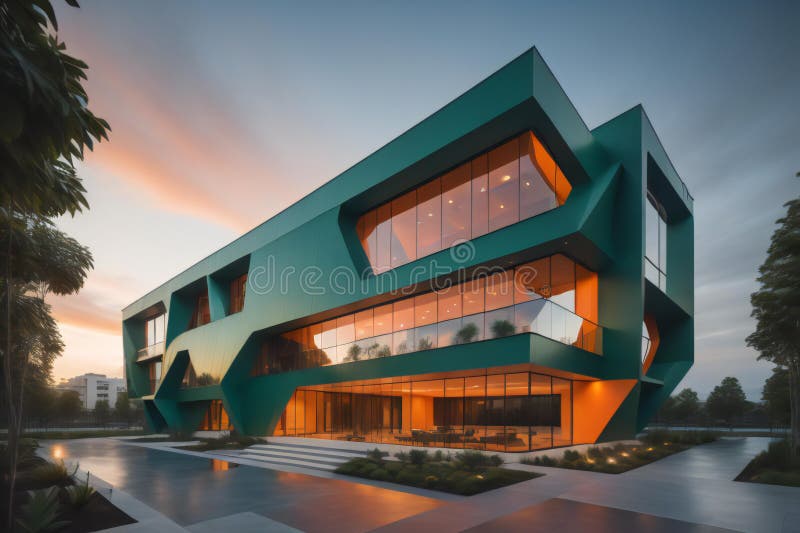 Modern Office Building Exterior in the City at Sunset. Generative Ai ...
